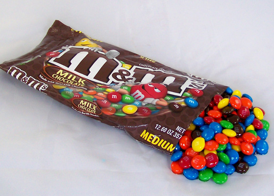 Spilled Bag of Fake M&M's - Props America