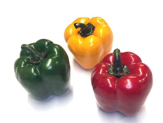 Multi Colored Artificial Bell Peppers (Set of 3 or 6) - Props America